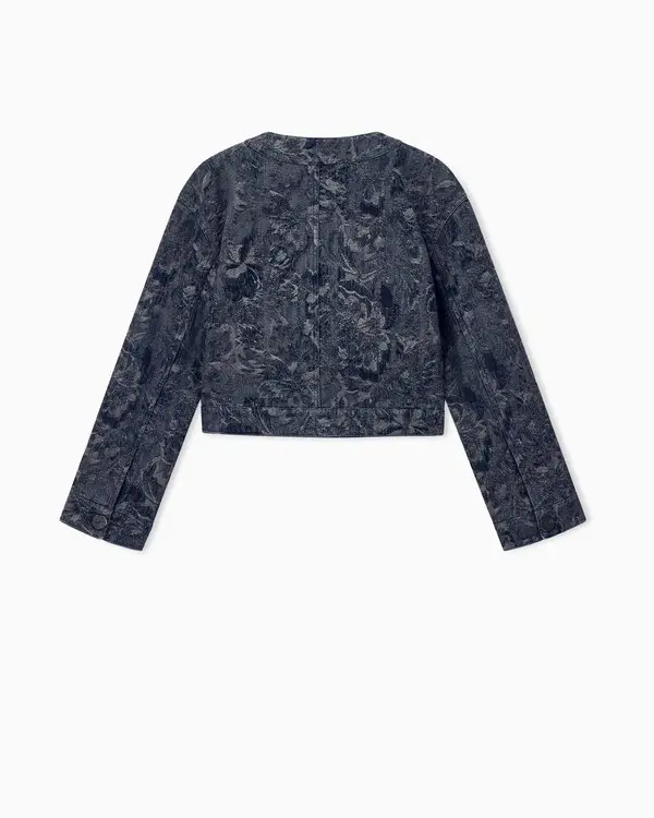 Giorgio Armani Cropped Blouson In Floral Jacquard Denim With Patch Pockets