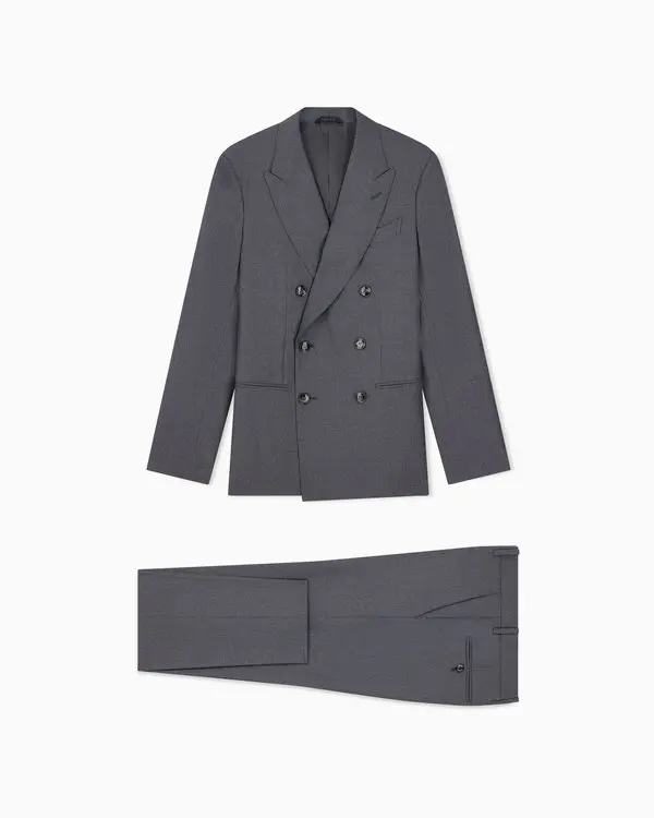 Giorgio Armani Double-breasted Pinstriped Virgin Wool Suit Napoli