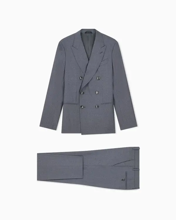 Giorgio Armani Double-breasted Pinstriped Virgin Wool Suit Napoli - Grey