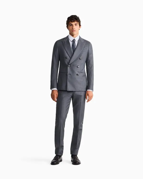 Giorgio Armani Double-breasted Pinstriped Virgin Wool Suit Napoli