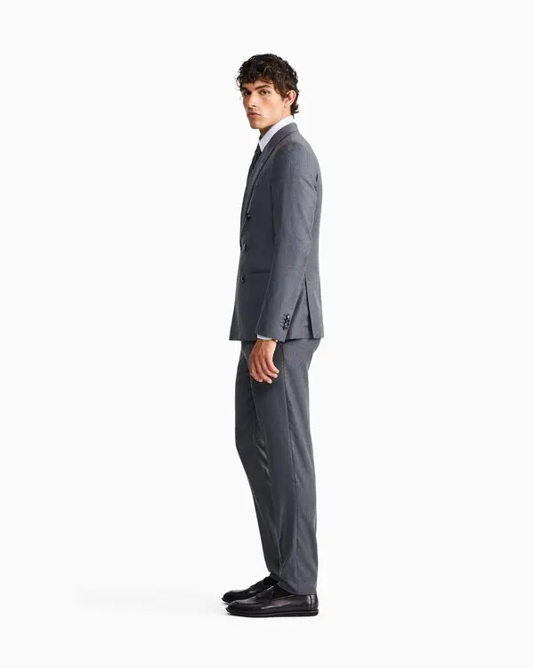 Giorgio Armani Double-breasted Pinstriped Virgin Wool Suit Napoli