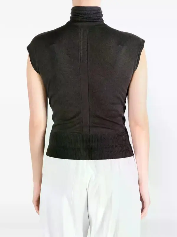 Rick Owens High Neck Sleeveless Ribbed Tank Top