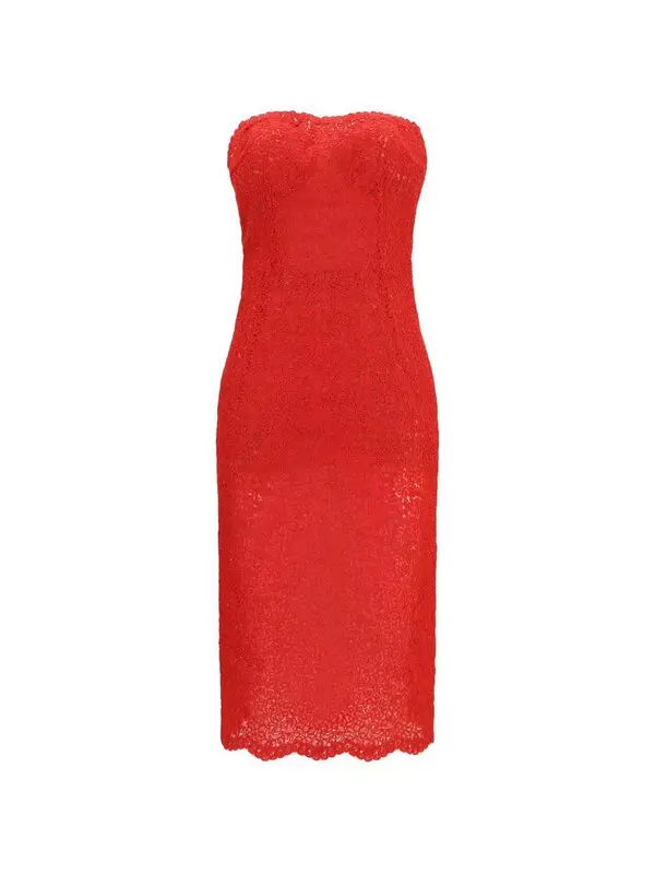 Ermanno Scervino Strapless Floral-lace Midi Dress