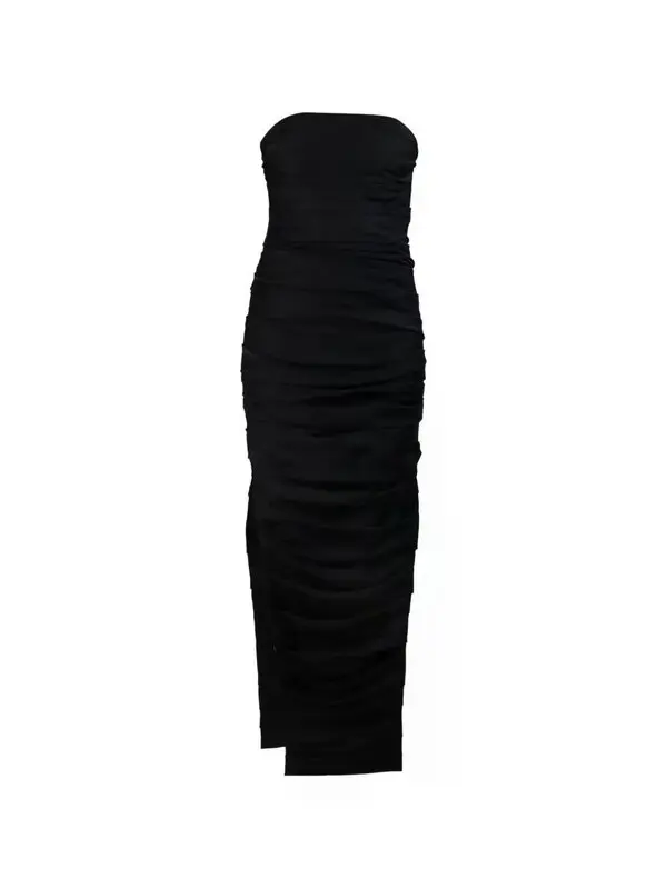 Khaite Strapless Ruched Midi Dress