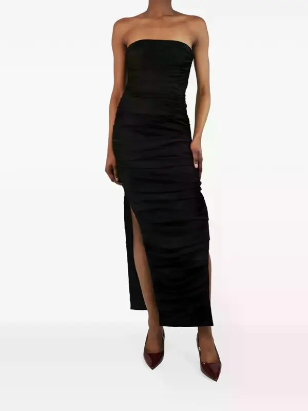 Khaite Strapless Ruched Midi Dress