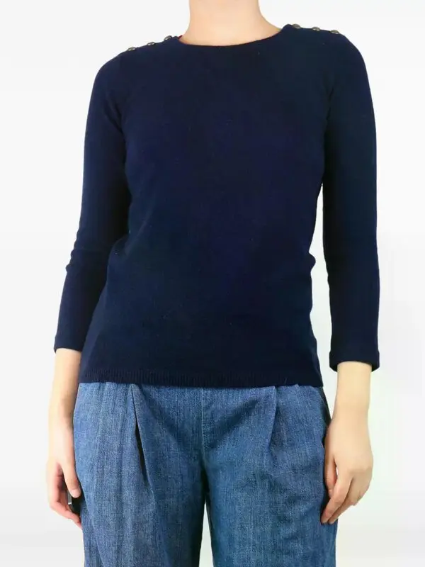 WYse Cashmere Crew Neck Knitwear With Button Shoulder Detail