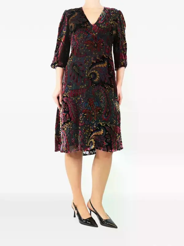 Etro Paisley Print V-neck Midi Dress