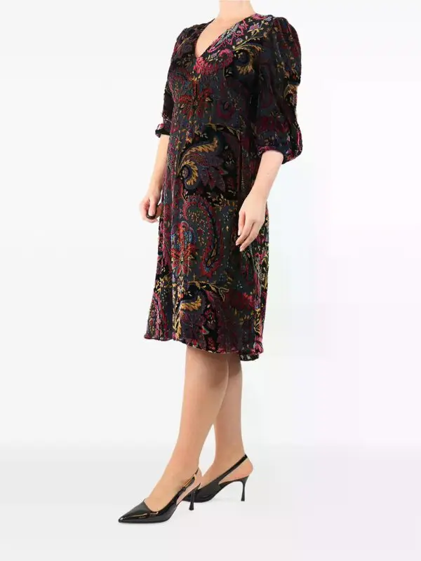 Etro Paisley Print V-neck Midi Dress