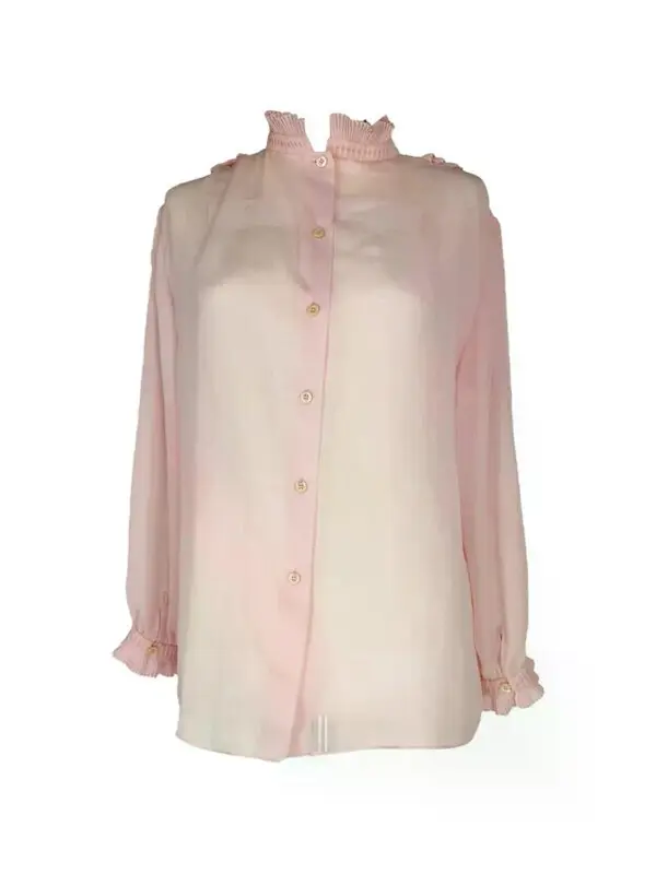 Prada Ruffled High Neck Silk Blouse