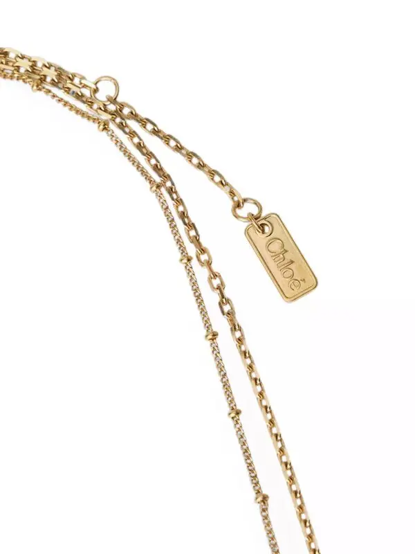 Chloé Tone Dual-chain Necklace With Shell Pendant - Gold