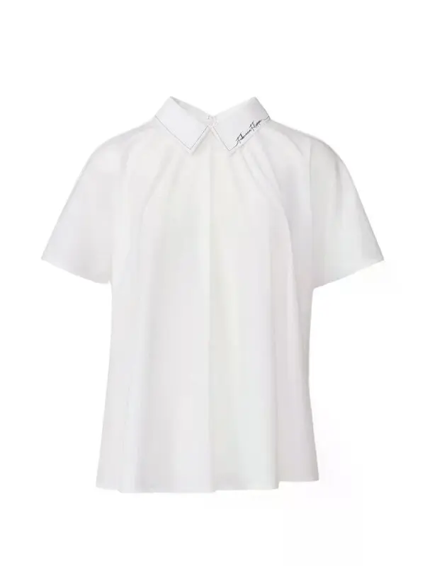 Fabiana Filippi Logo Embroidered Pleated Blouse