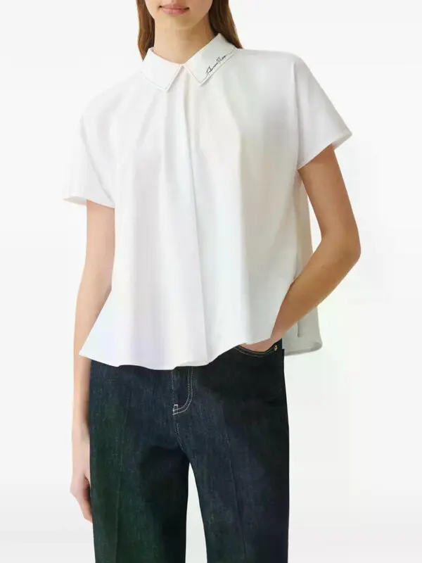 Fabiana Filippi Logo Embroidered Pleated Blouse