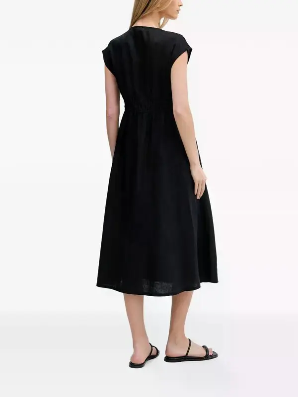 BENETTON V-neck Midi Dress With Drawstring Waist