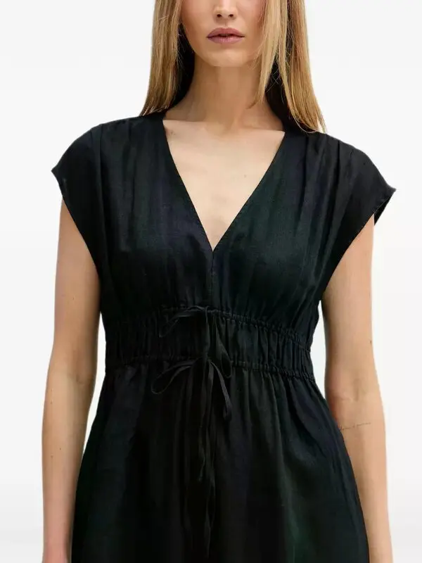 BENETTON V-neck Midi Dress With Drawstring Waist
