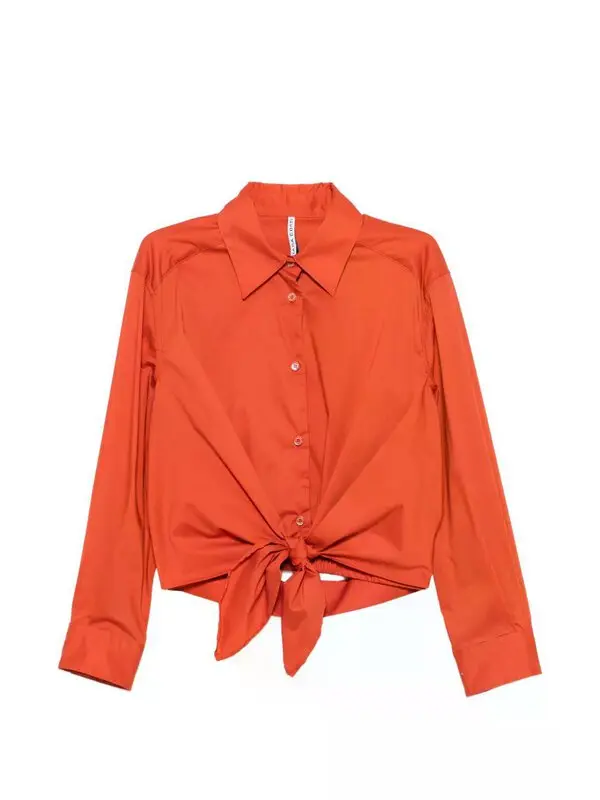Liviana Conti Front-tie Cropped Shirt - Orange