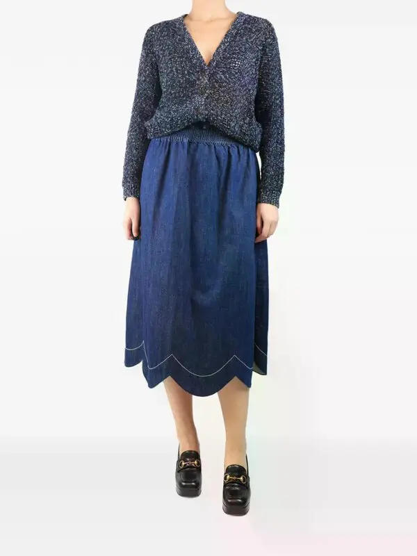 WYse Scallop Hem Midi Skirt