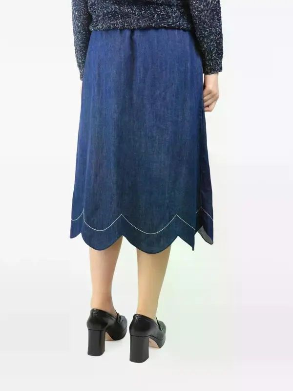 WYse Scallop Hem Midi Skirt
