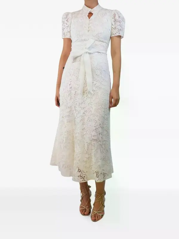 Erdem Lauren Lace Puff-sleeved Midi Dress