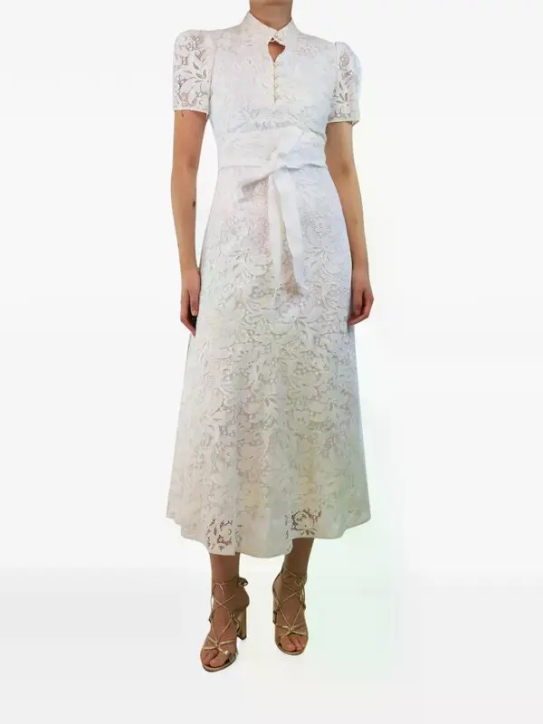 Erdem Lauren Lace Puff-sleeved Midi Dress