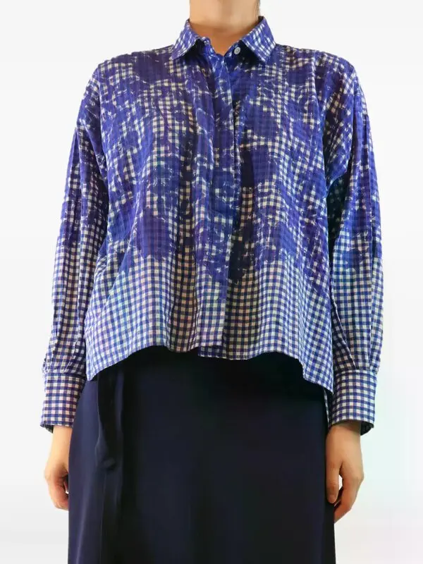 MII Gingham Floral-print Blouse