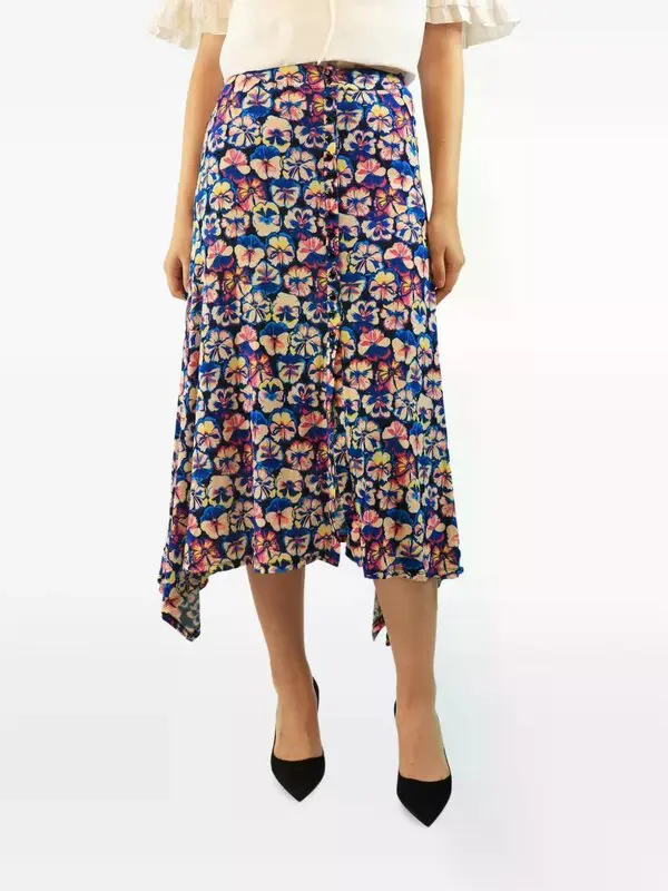 Rabanne Floral Print Midi Skirt