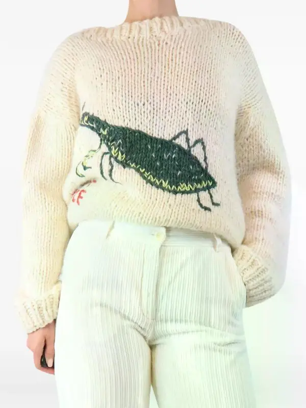 THE FARRA Hand-knit Sweater With Intarsia Detail