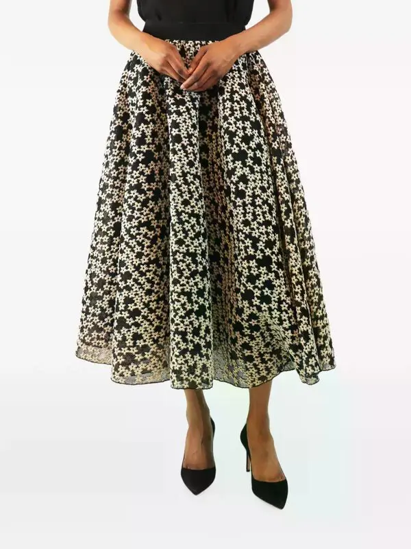 BITTE KAI RAND Floral Print Mesh Midi Skirt