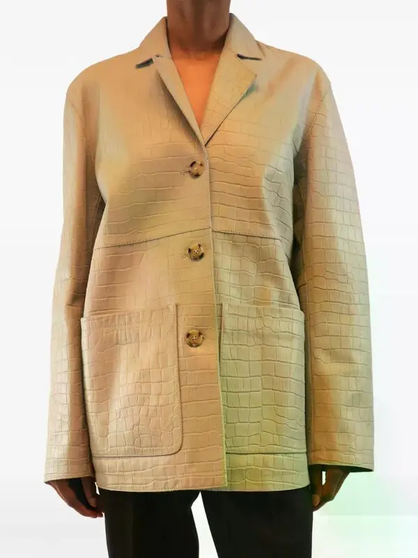TOTEME Oversized Croc-embossed Leather Jacket