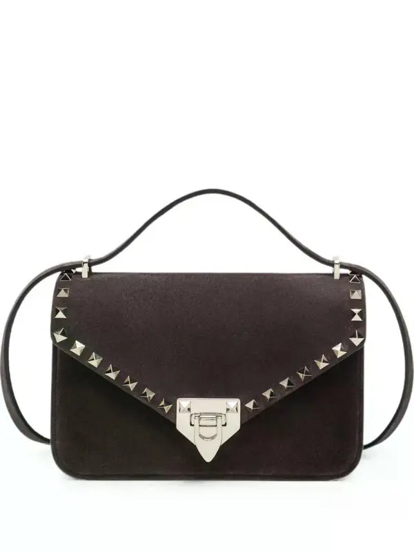 Valentino Garavani Rockstud Suede Shoulder Bag - Brown