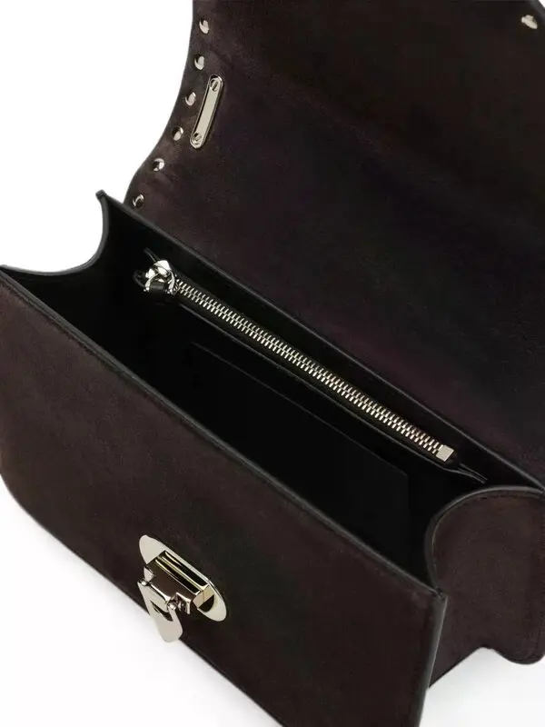 Valentino Garavani Rockstud Suede Shoulder Bag - Brown