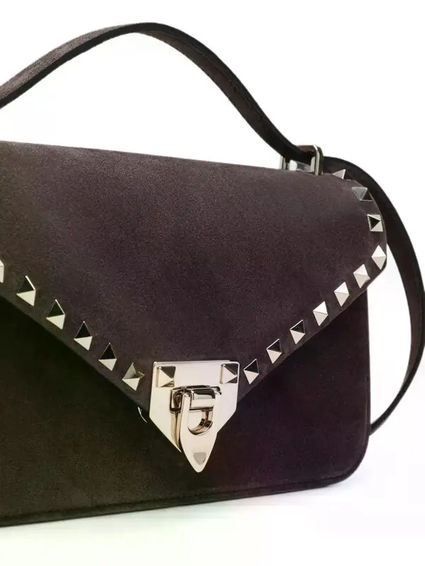 Valentino Garavani Rockstud Suede Shoulder Bag - Brown