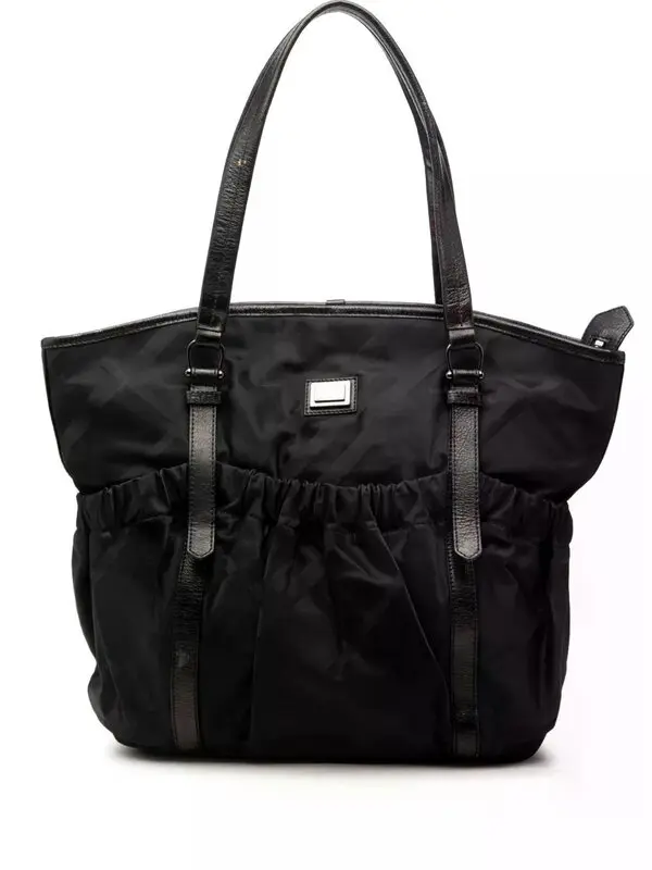 Burberry Tonal Check Nylon Tote Bag