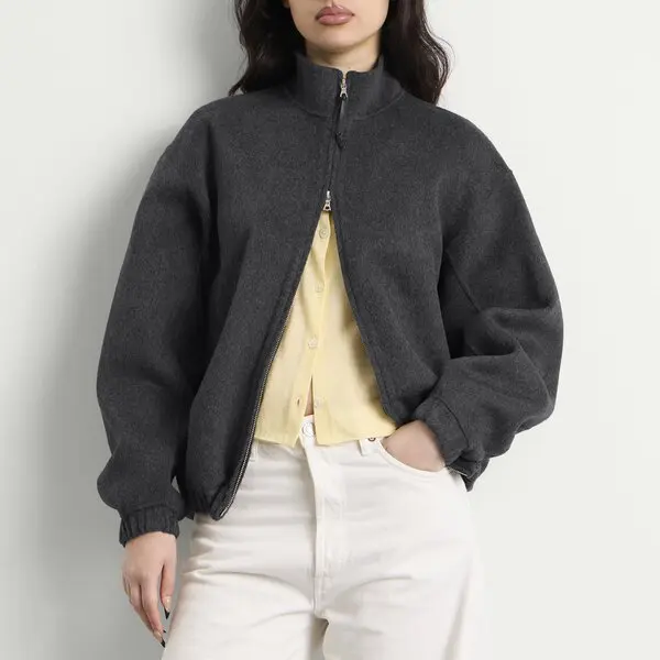 NOTHING WRITTEN Plaza Zip Blouson In Lambswool