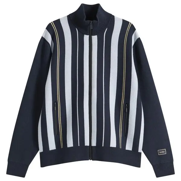 Drole De Monsieur Striped Zipped Knit Jacket