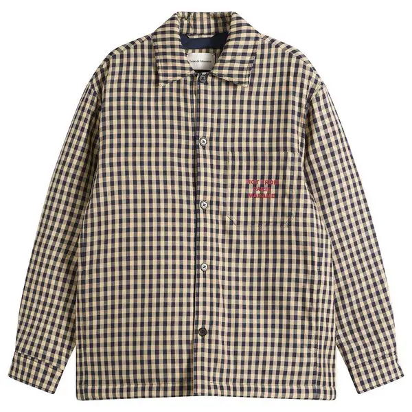 Drole De Monsieur Check Overshirt With Slogan