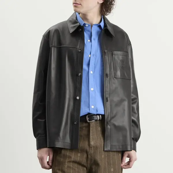 Drole De Monsieur D Ornament Leather Shirt