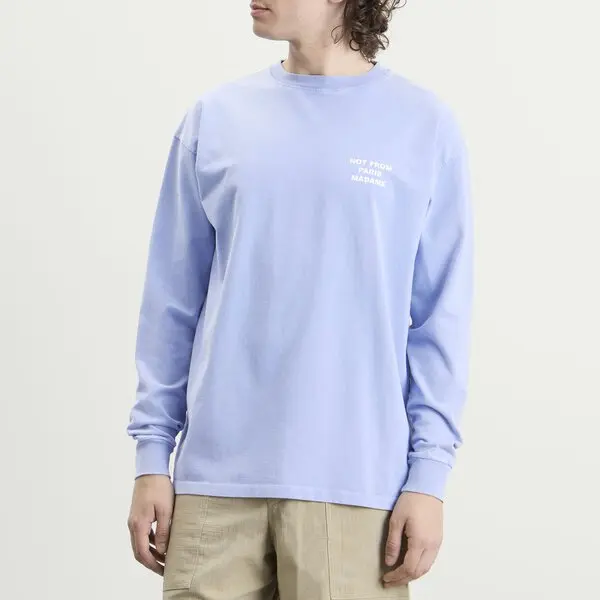 Drole De Monsieur Washed Long Sleeve Slogan T-shirt