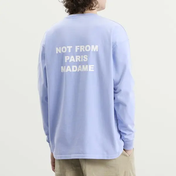 Drole De Monsieur Washed Long Sleeve Slogan T-shirt