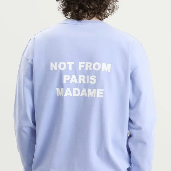 Drole De Monsieur Washed Long Sleeve Slogan T-shirt