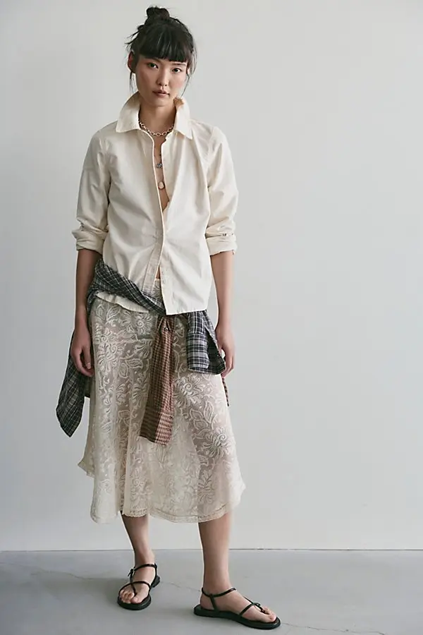 We The Free Benny Slim Oxford Button-down Shirt - Ivory Combo