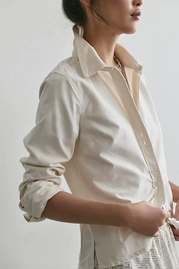 We The Free Benny Slim Oxford Button-down Shirt - Ivory Combo