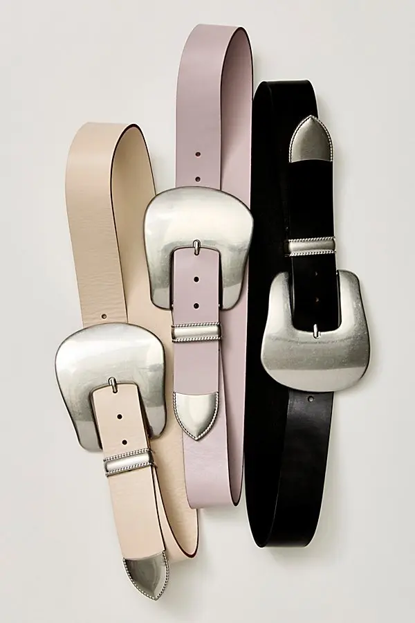 Free People Leather Belt With Metal Buckle - Black
