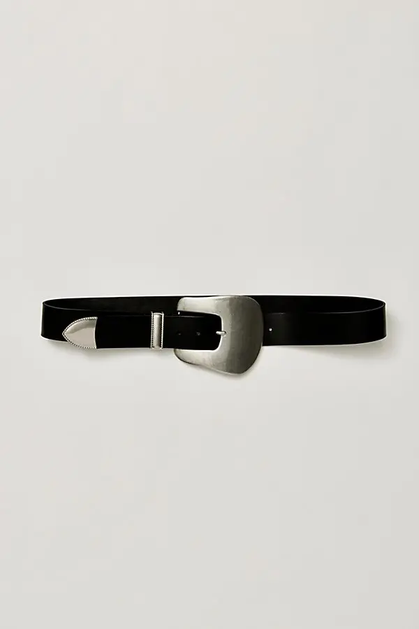 Free People Leather Belt With Metal Buckle - Black