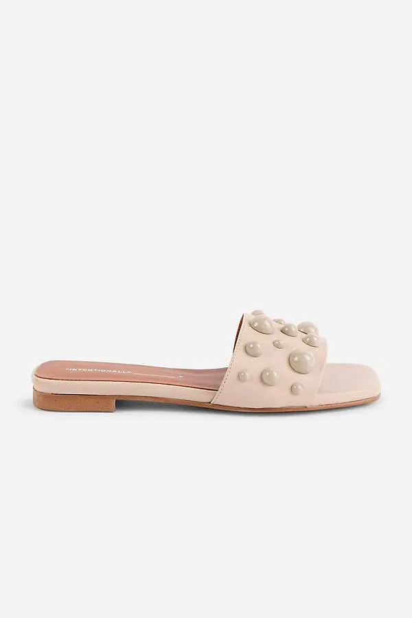 Intentionally Blank Cocktail Beaded Slides - Cream