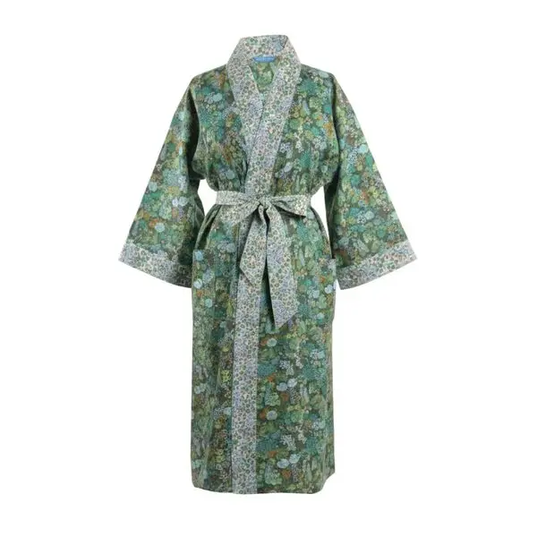 LIME TREE DESIGN Long Kimono Robe Ciara Made With Liberty Fabric - Green