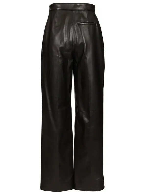 Bottega Veneta Wide-leg Shiny Lambskin Trousers