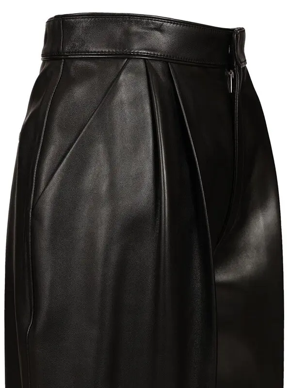 Bottega Veneta Wide-leg Shiny Lambskin Trousers