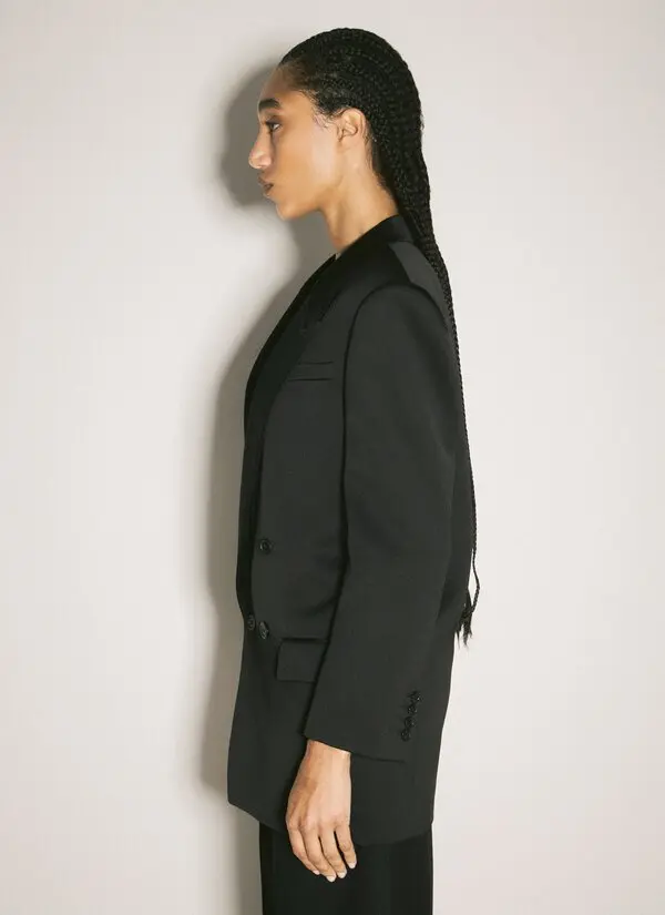 Saint Laurent Silk Satin Double-breasted Tuxedo Blazer