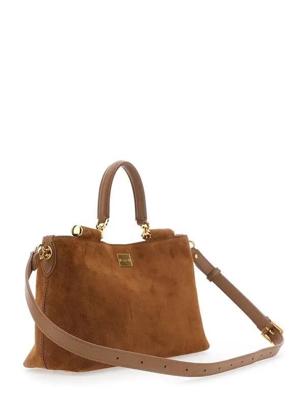 Dolce & Gabbana Vittoria Suede Shoulder Bag - Cream