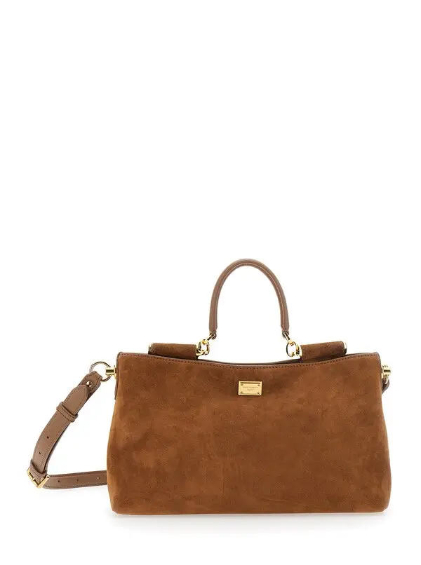 Dolce & Gabbana Vittoria Suede Shoulder Bag - Cream